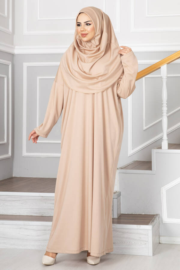 Peçeli Namaz Elbisesi 585EN-3459 Camel - Modasena